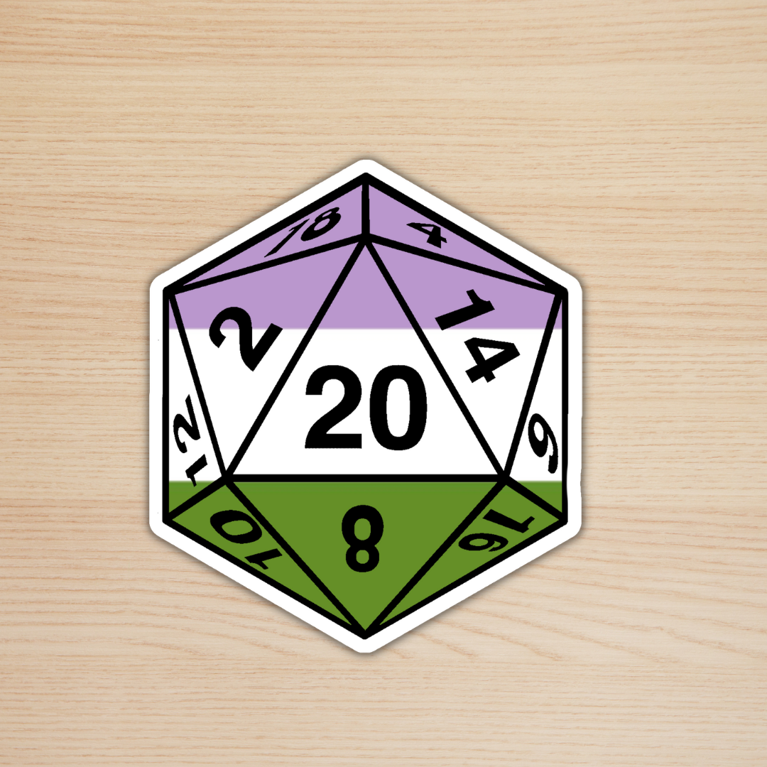 Genderfluid Pride D20 Sticker – Sunfeather Studio
