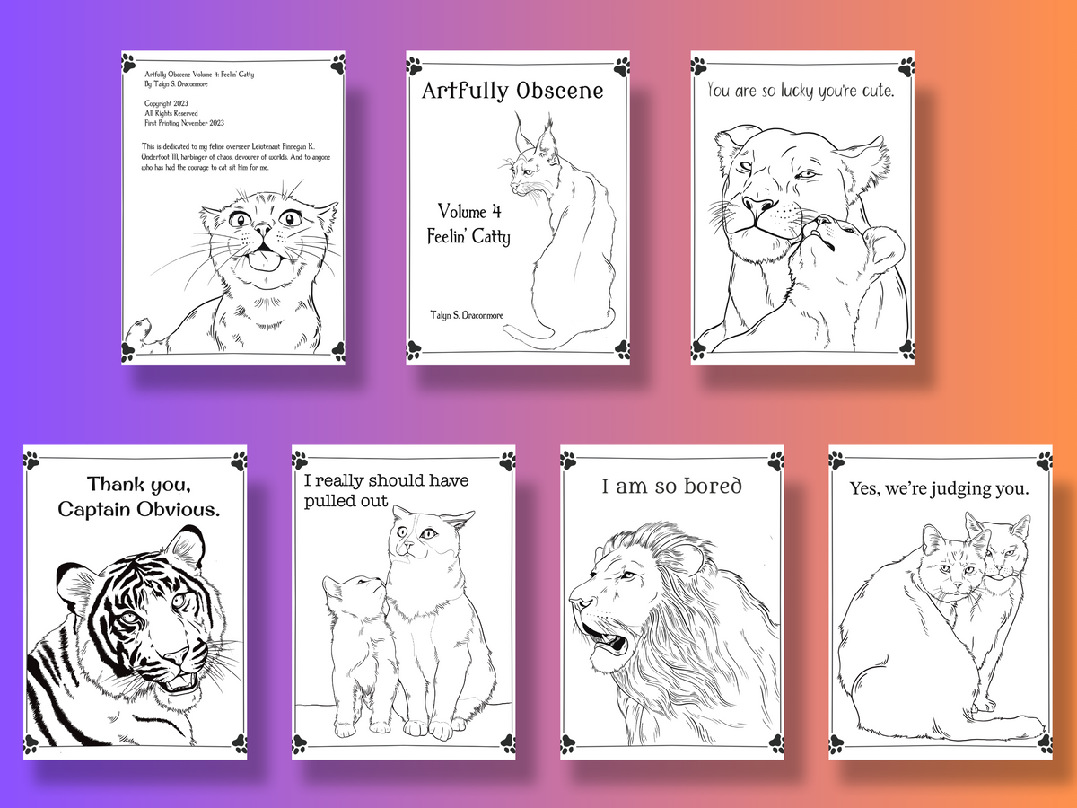 Artfully Obscene Coloring Book VOL 4: Feelin’ Catty – Sunfeather Studio
