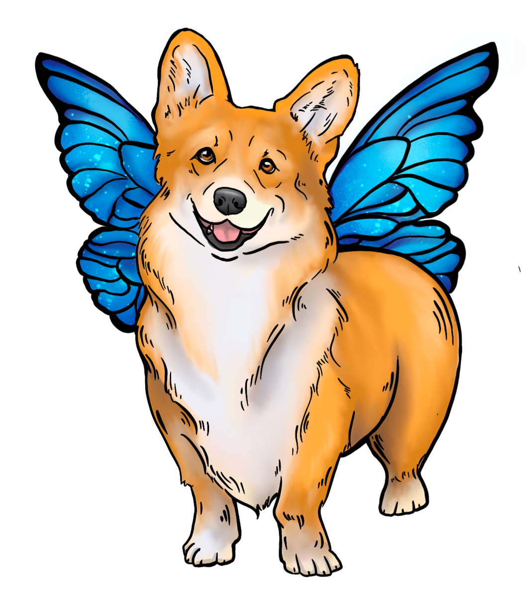 Blue Corgifly Sticker – Sunfeather Studio